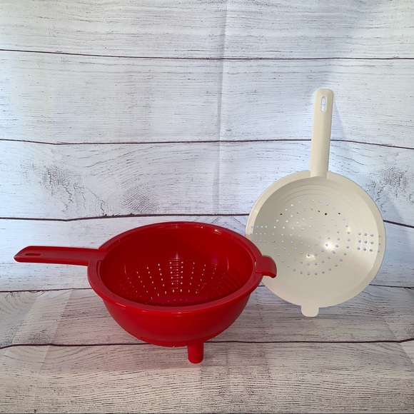 Tupperware | Kitchen | Tupperware Double Colander Red White | Poshmark